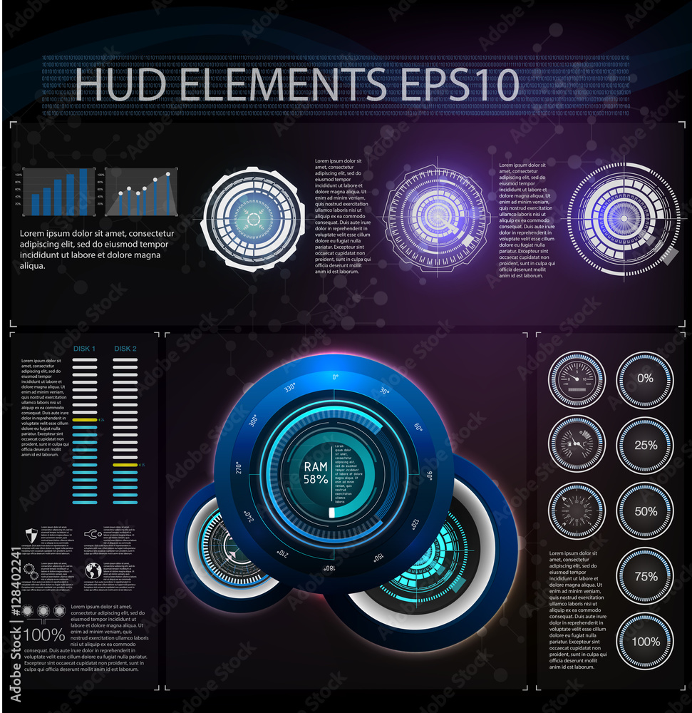 Hud background outer space. Abstreact elements. Set of elements the ...