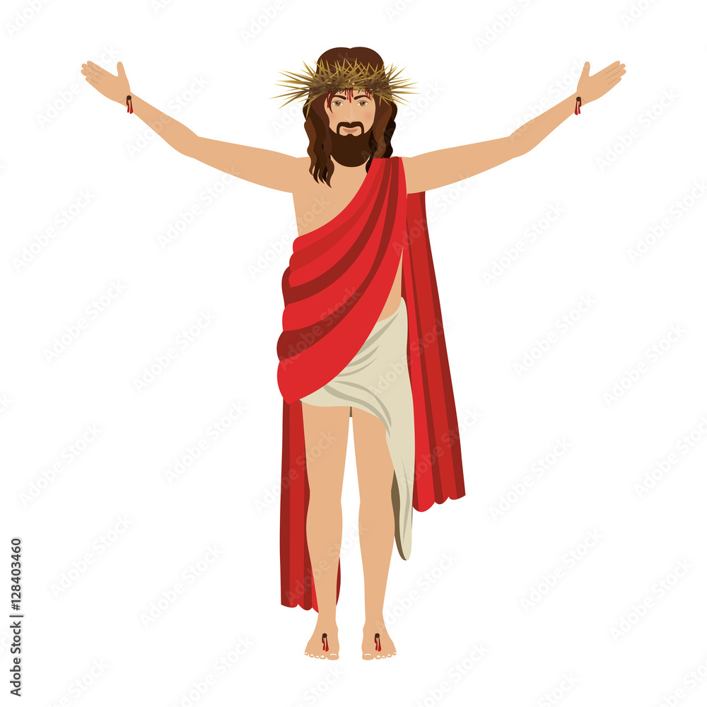 jesus christ with crown of thorns vector illustration Stock Vector ...
