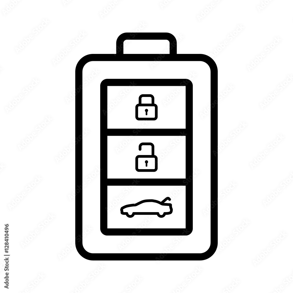 Car, automobile, vehicle keyless smart key with buttons line art icon ...