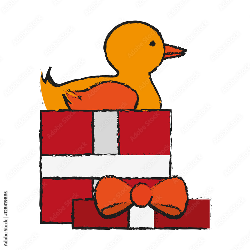 Duck toy icon. Childhood play game and object theme. Isolated design ...