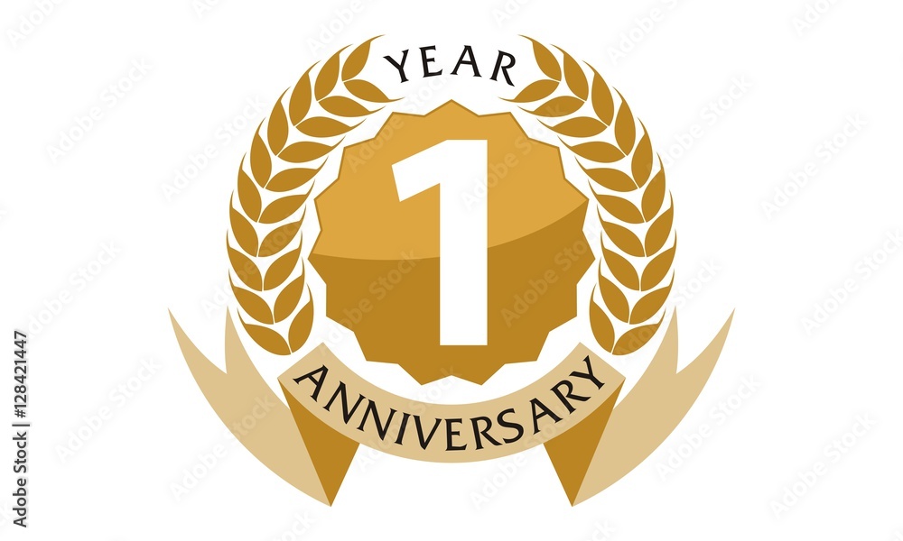 1 Years Ribbon Anniversary Stock Vector | Adobe Stock