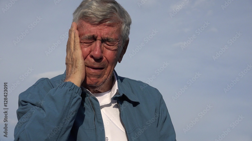 Sad Elderly Old Man With Toothache Stock Photo | Adobe Stock