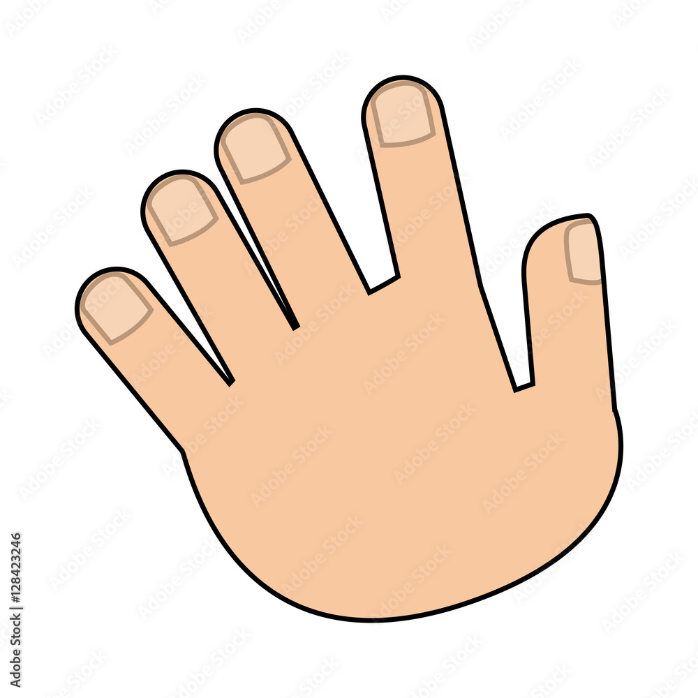 Human hand icon. Finger gesture palm and communication theme. Isolated ...