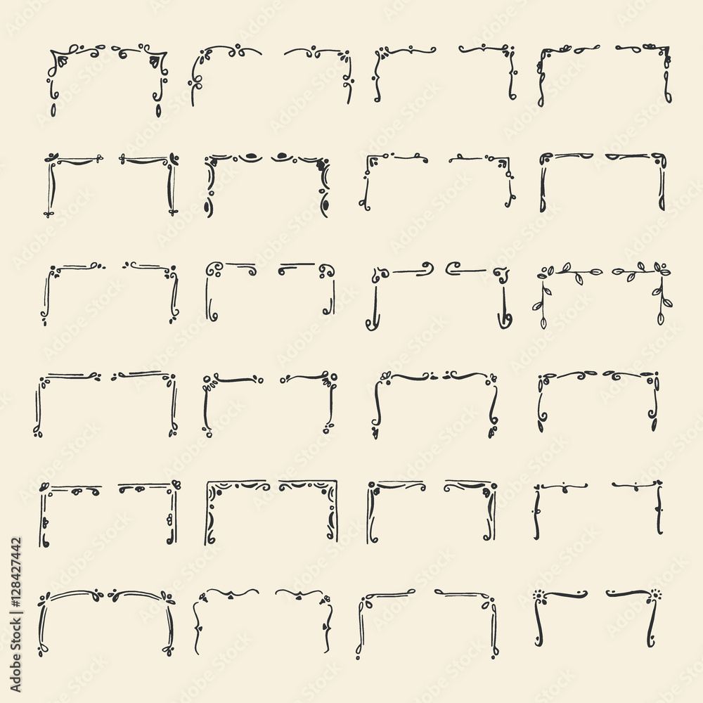 Set hand drawn line border. Stock Vector | Adobe Stock