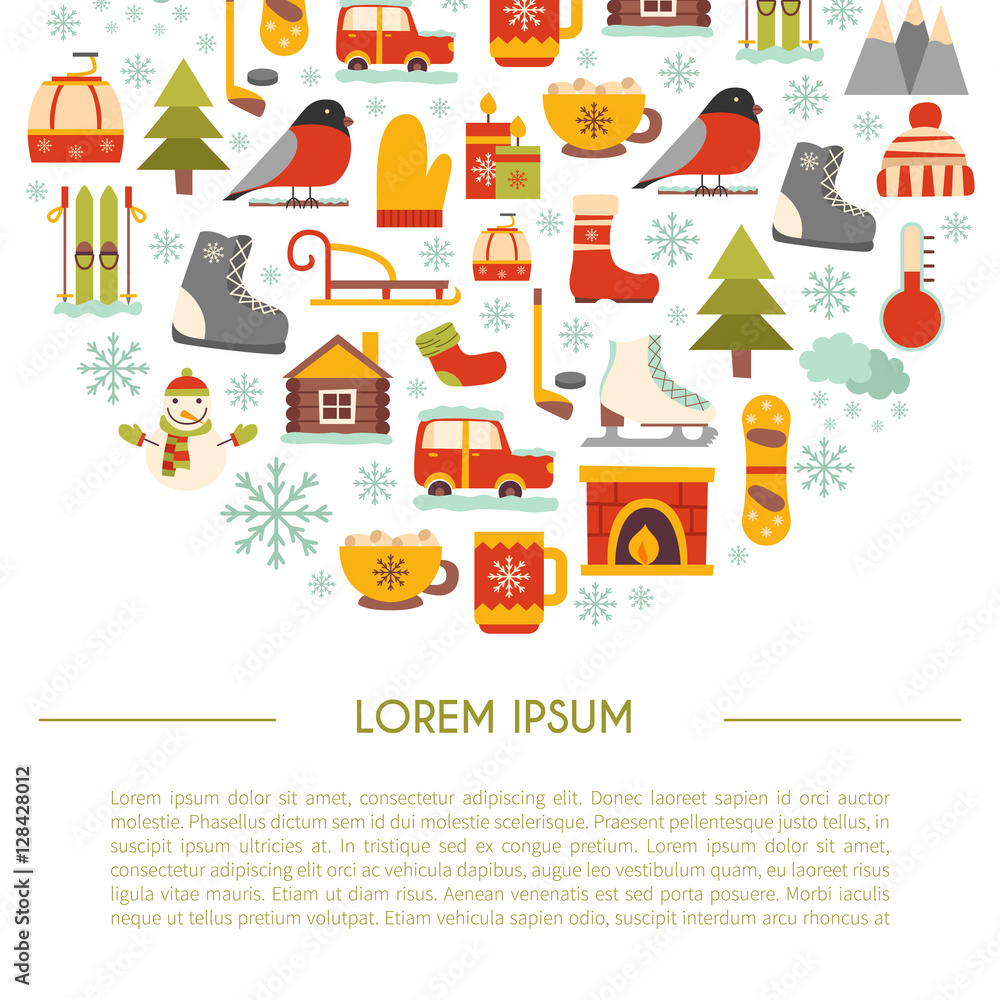 Vector winter cartoon background Stock Vector | Adobe Stock