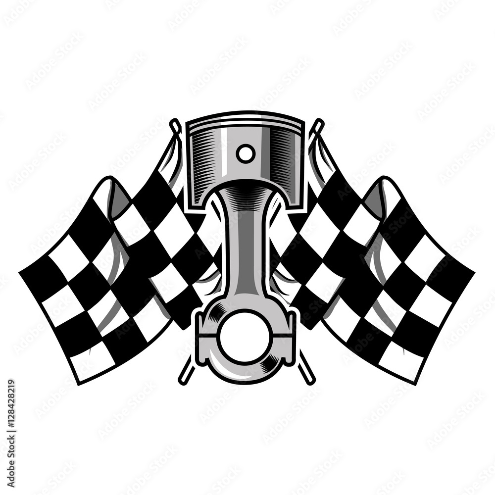 awesome Piston with cross flag background Stock Vector | Adobe Stock