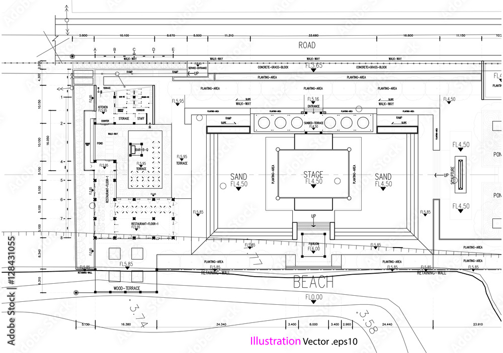 Architectural background, architectural plan, construction drawing ...