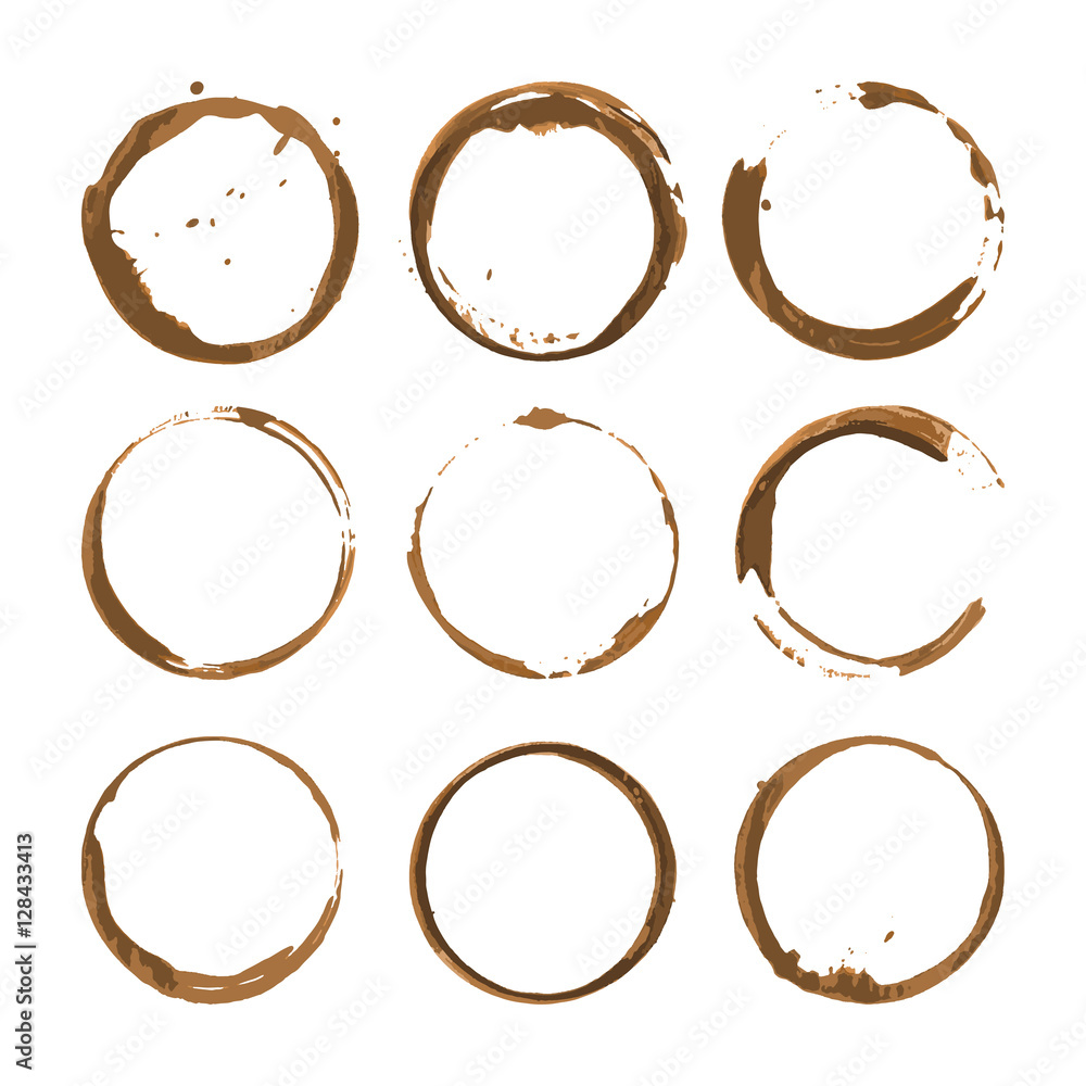 Coffee stains. Traces coffee splashes set. Vector. Stock Vector | Adobe ...