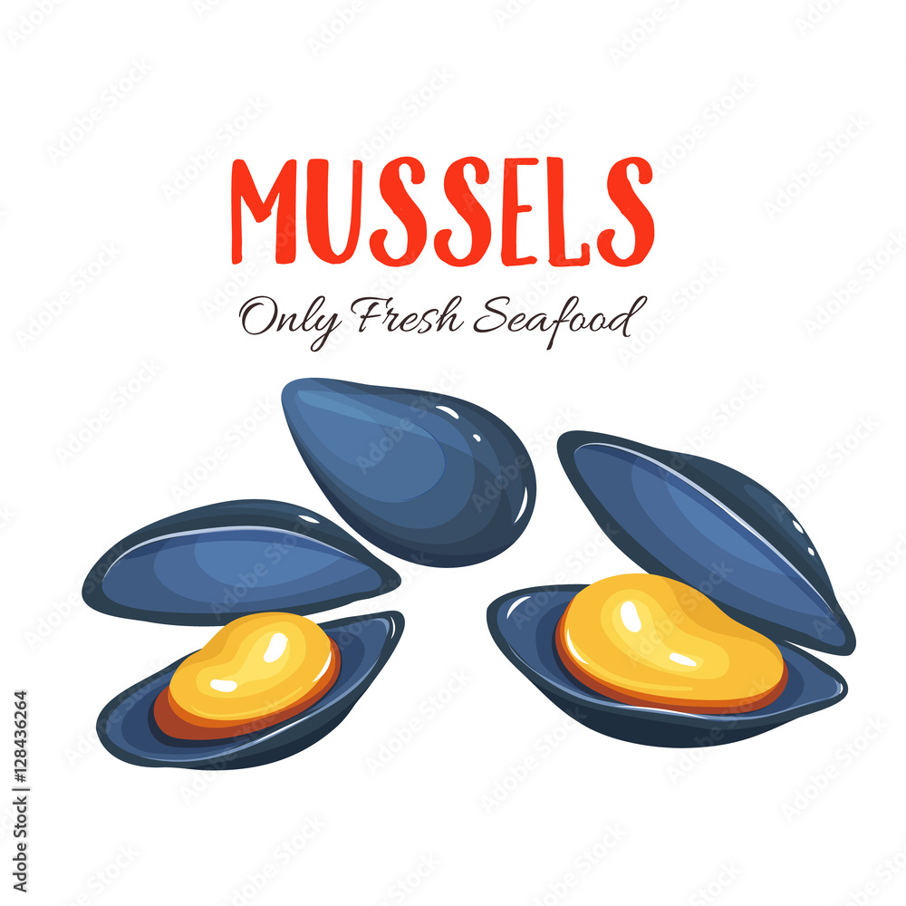 Mussels vector illustration in cartoon style. Stock Vector | Adobe Stock