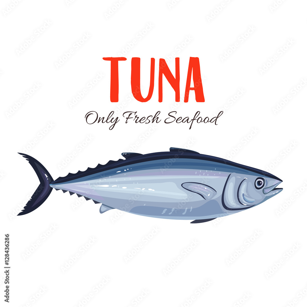 Tuna Fish vector illustration in cartoon style. Stock Vector | Adobe Stock