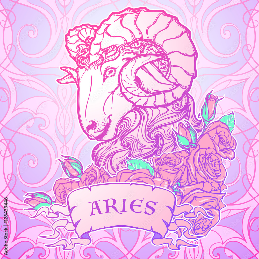 Zodiac sign of Taurus. with a decorative frame of roses Astrology ...