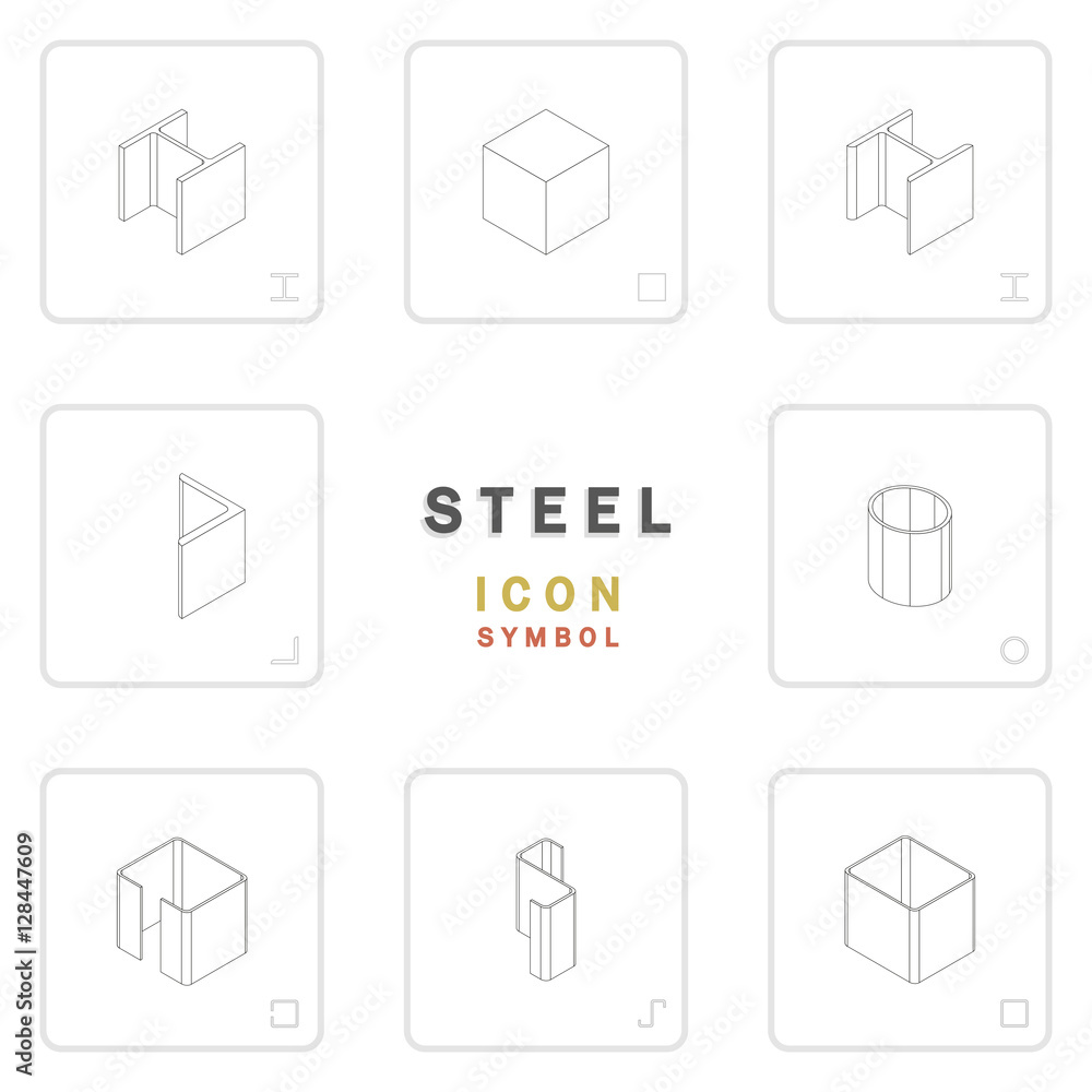 many section steel icon and symbol isometric vector Stock Vector ...