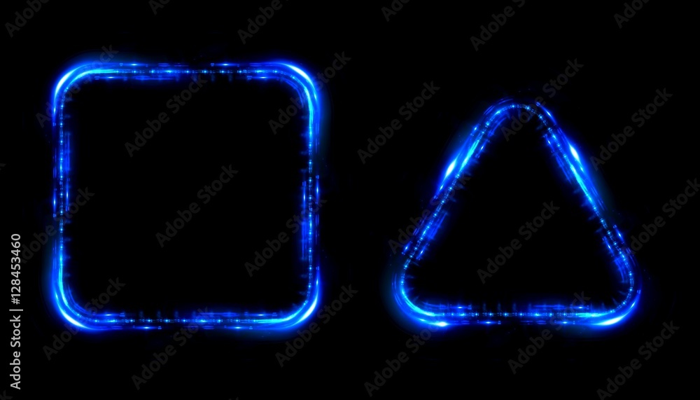 Glowing frames black background. Square glow borders. Sparkling ...