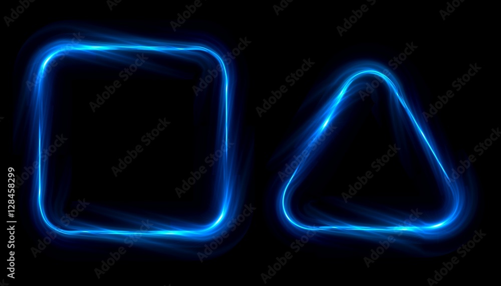 Glowing frames black background. Square glow borders. Sparkling ...