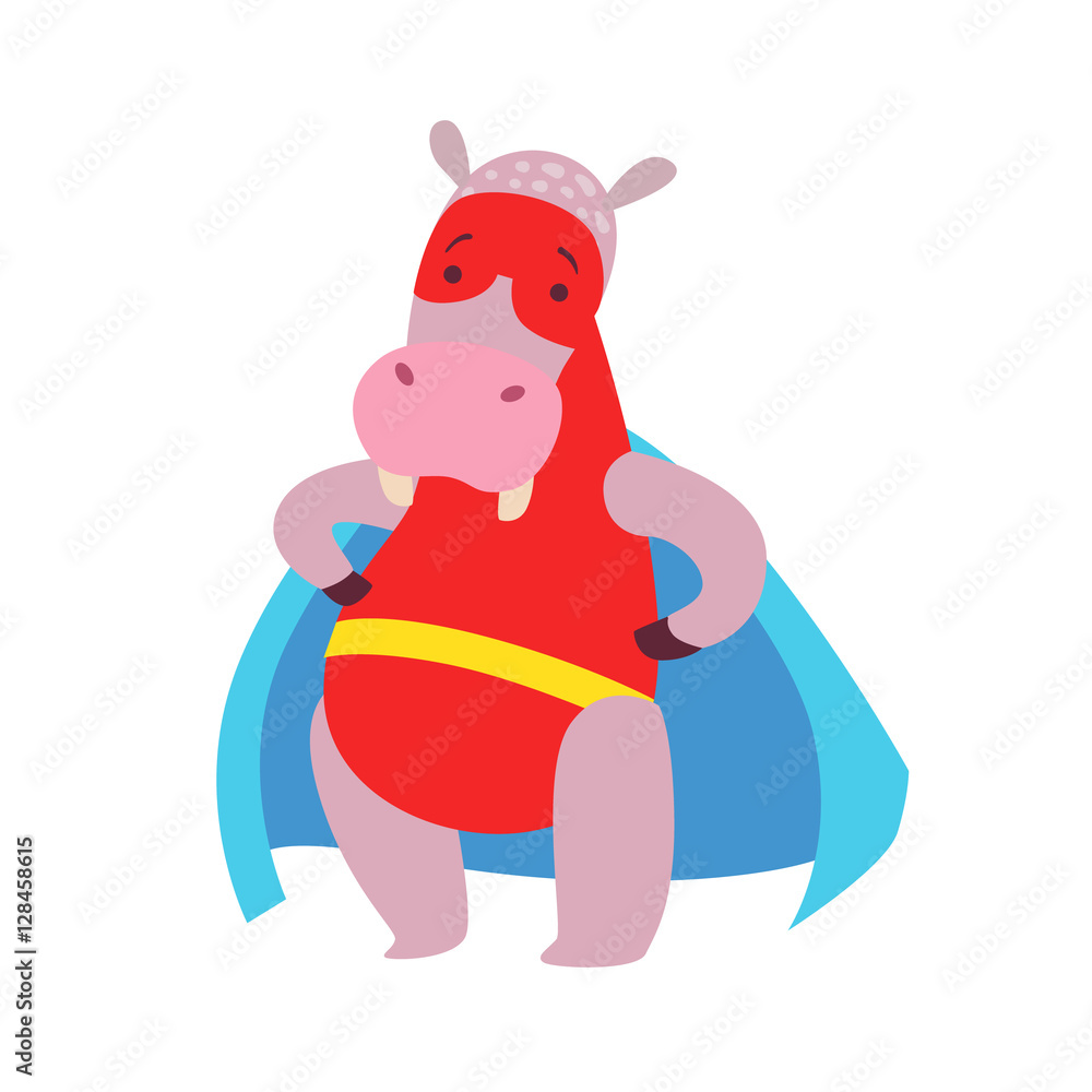 Hippo Animal Dressed As Superhero With A Cape Comic Masked Vigilante ...