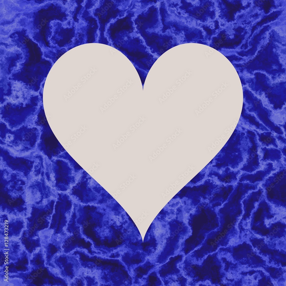 Bright blue background with empty heart shape in center Stock ...