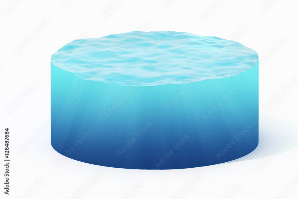 3d rendering of cross section of water cylinder isolated on white with ...