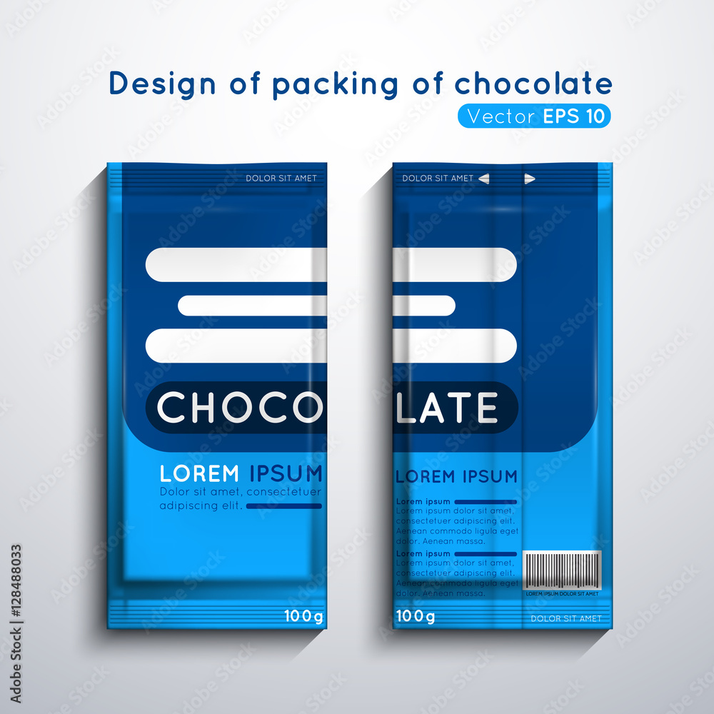 Vector illustration of packaging of chocolate. Template of design of ...
