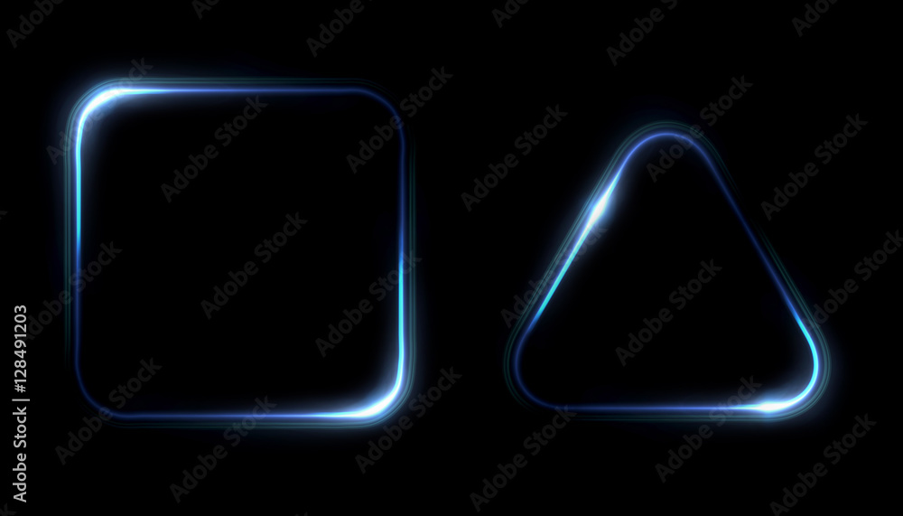 Glowing frames black background. Square glow borders. Sparkling ...