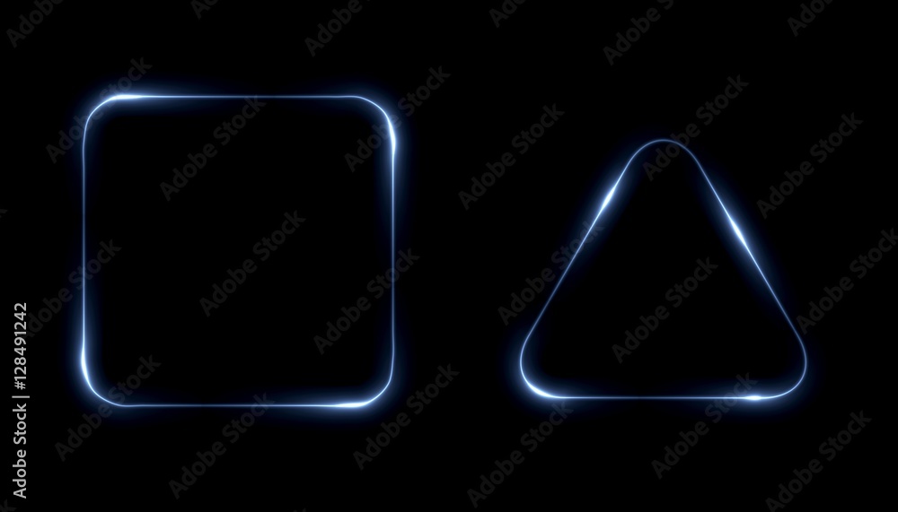 Glowing frames black background. Square glow borders. Sparkling ...