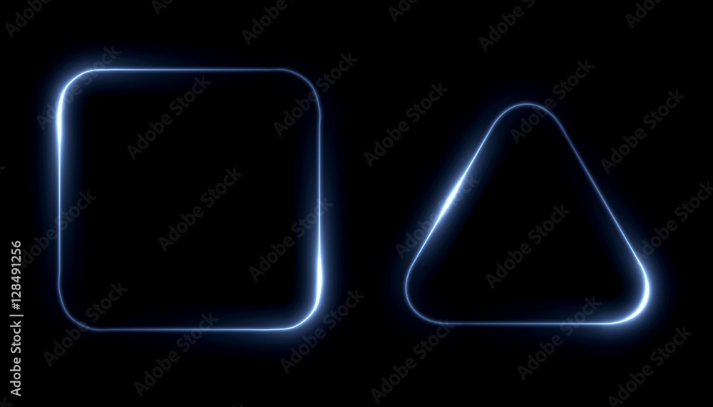 Glowing frames black background. Square glow borders. Sparkling ...