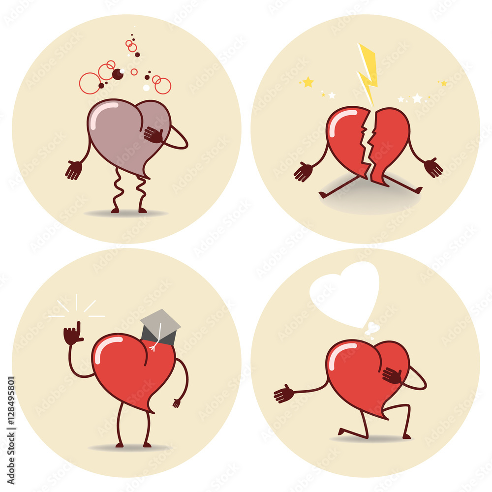 Heart cartoon icon. Heart attack, a declaration of love, education ...