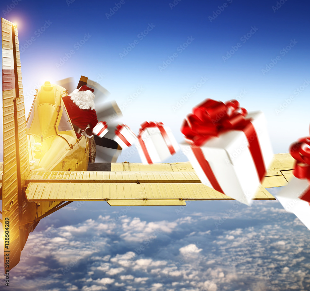 santa claus plane Stock Photo | Adobe Stock