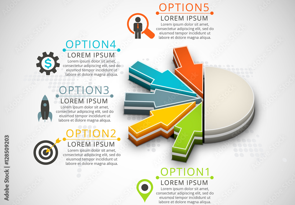3D Arrow Pie Chart Element Infographic Stock Template | Adobe Stock