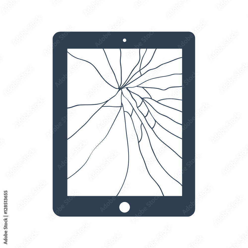 Vector illustration of brocken tablet. Sketch icon for your web concept ...
