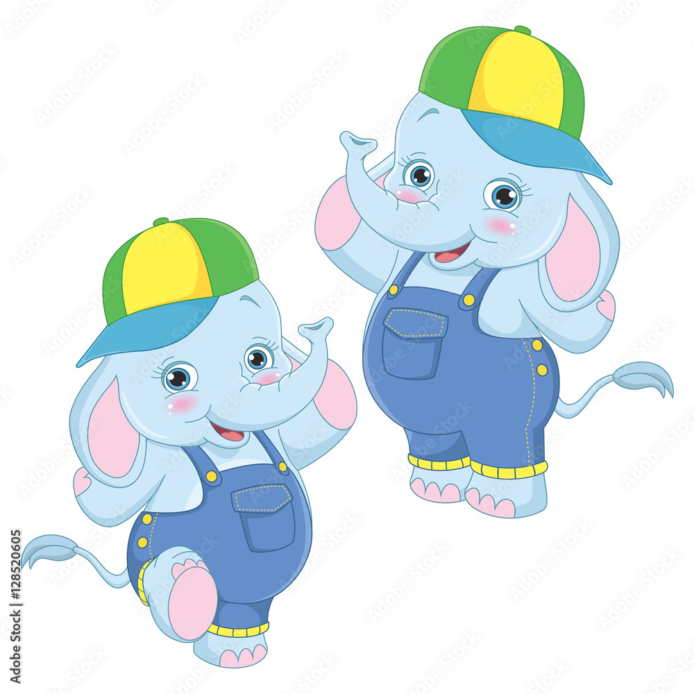 Vector Illustration Of Cartoon Elephants Stock Vector | Adobe Stock