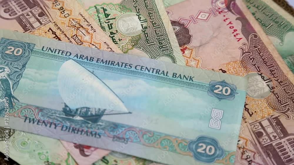 Arab money UAE dirhams on rotating surface background Stock ビデオ | Adobe ...