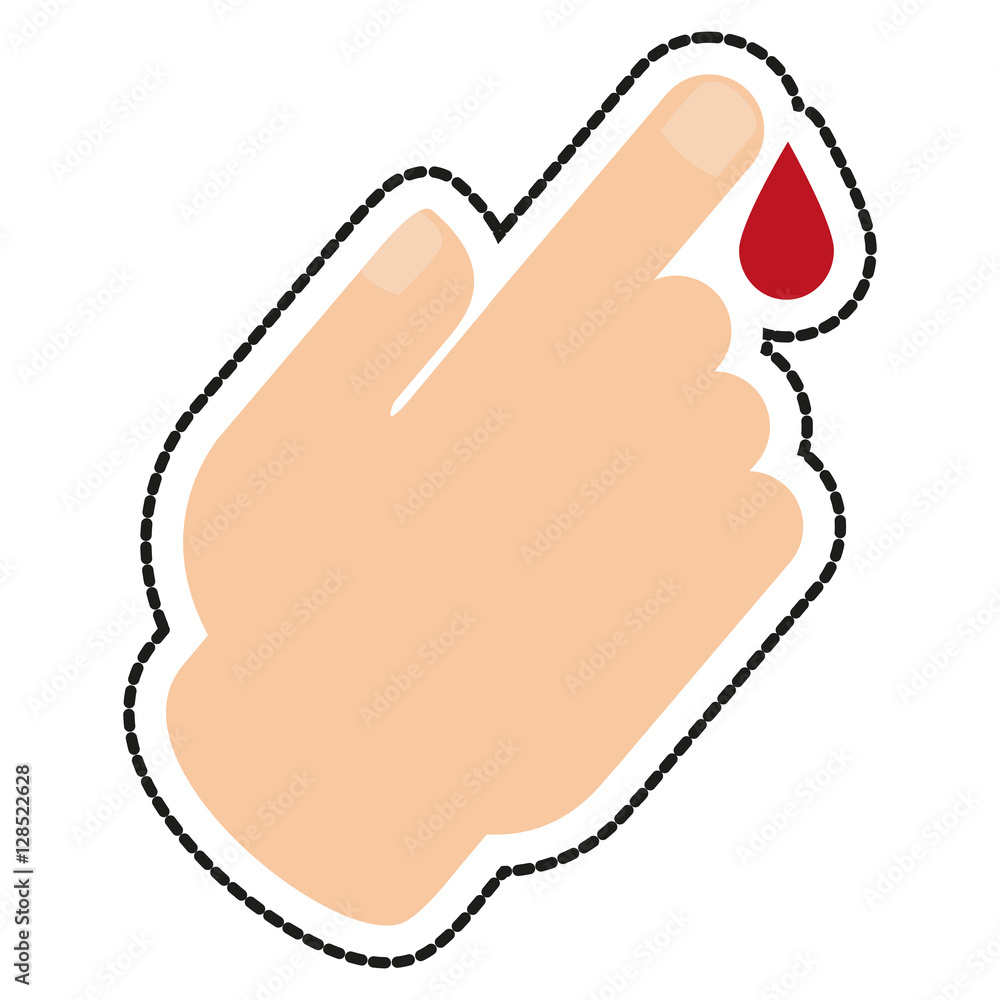 Hand with blood drop icon. Medical health care hospital and emergency ...
