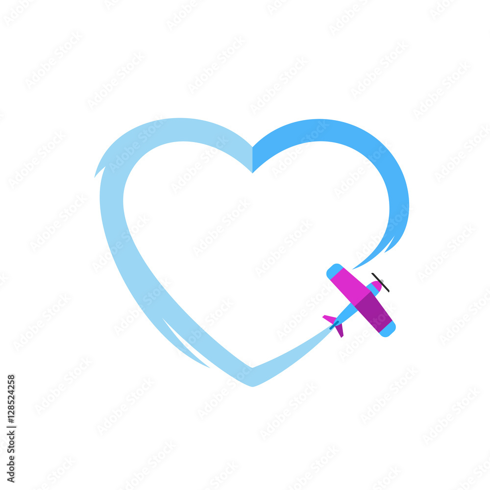 Airplane drawing heart icon Stock Vector | Adobe Stock