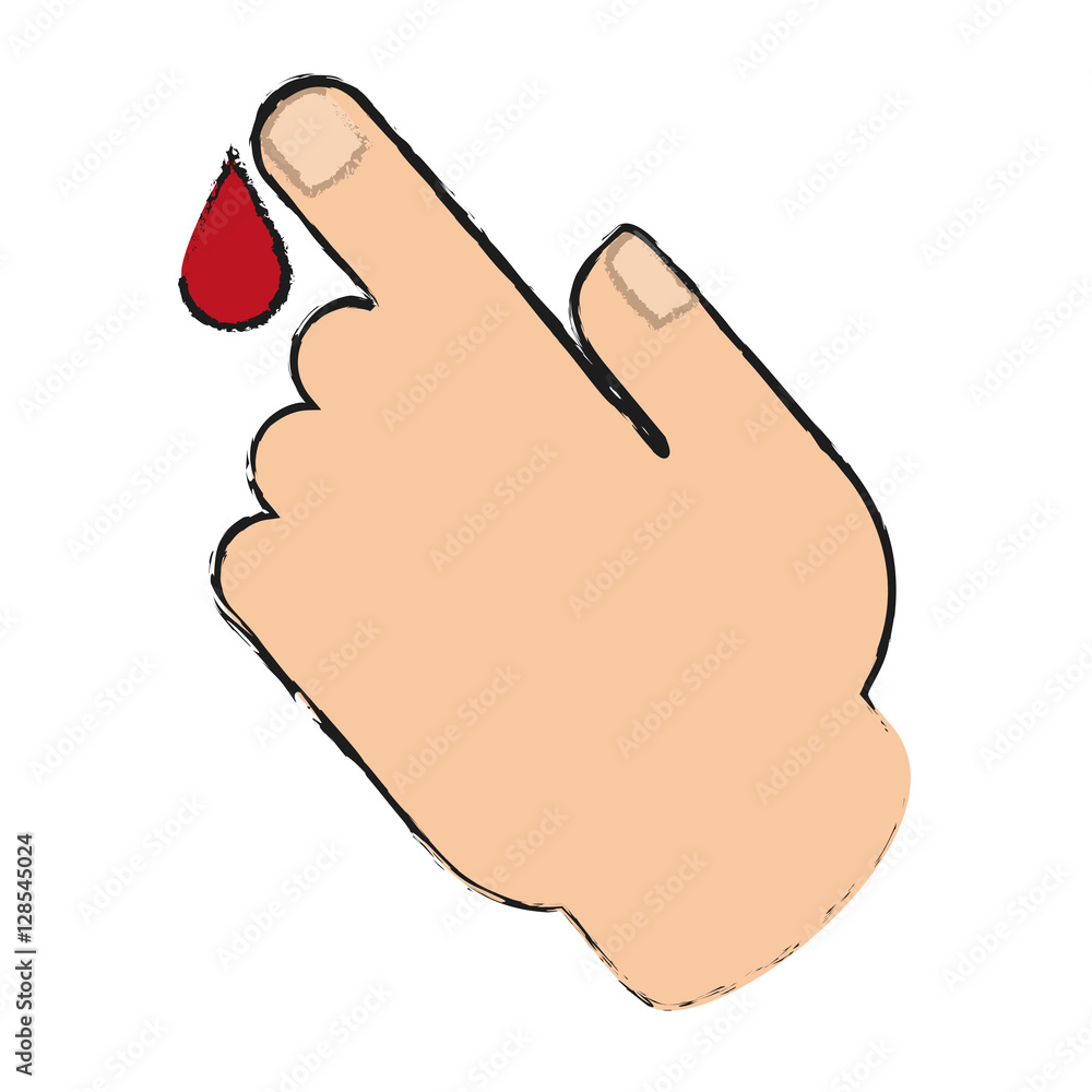 Hand with blood drop icon. Medical health care hospital and emergency ...
