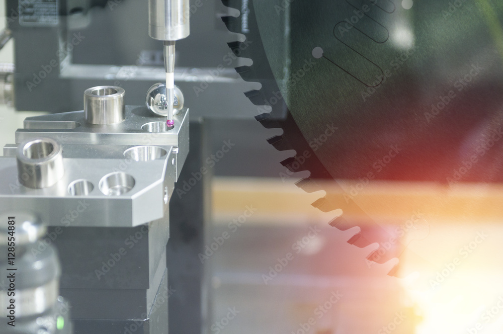 The abstract scene of the CMM, Coordinate Measuring Machine while ...