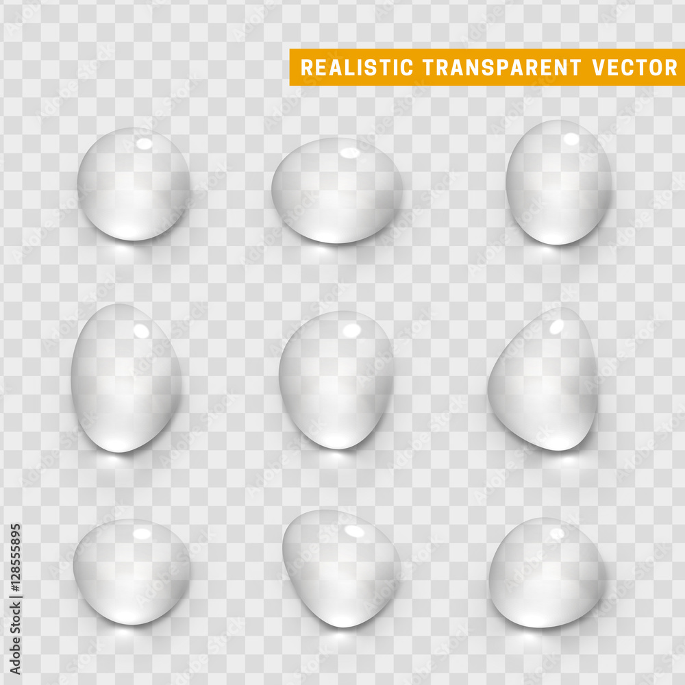Water drops realistic set isolated elements design Stock Vector | Adobe ...