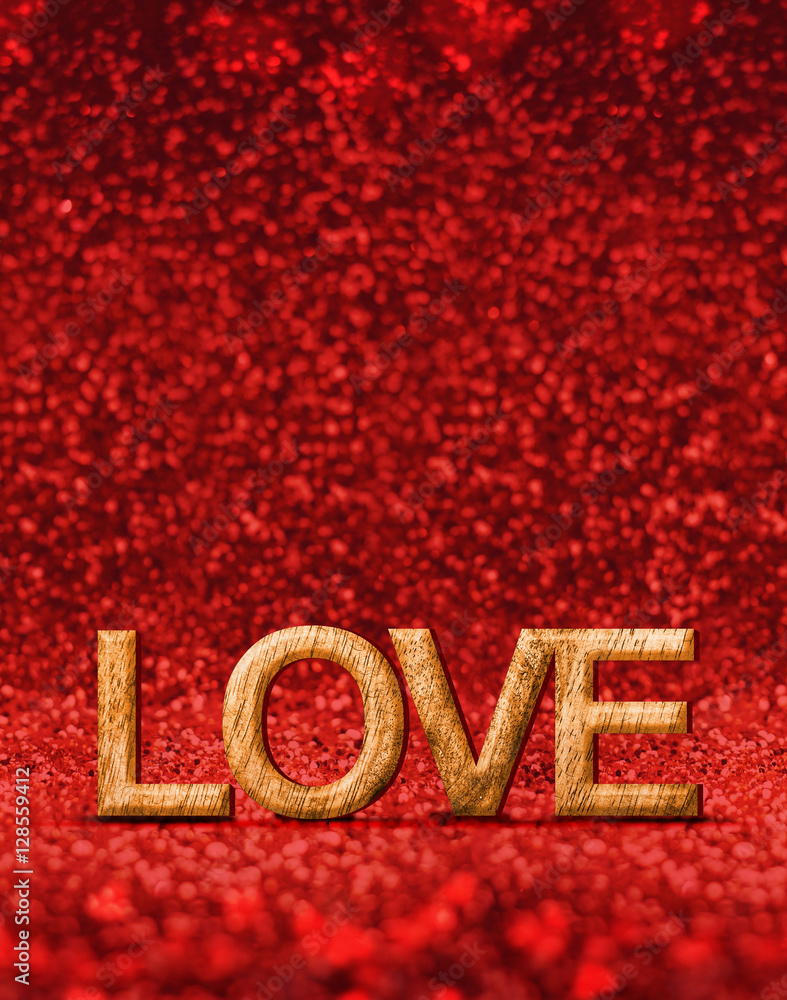 Love word (wood texture 3d rendering) in red sparkling heart bok Stock ...