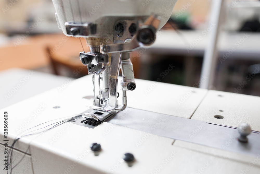 Sewing machine head close-up free space. Important part of garment ...