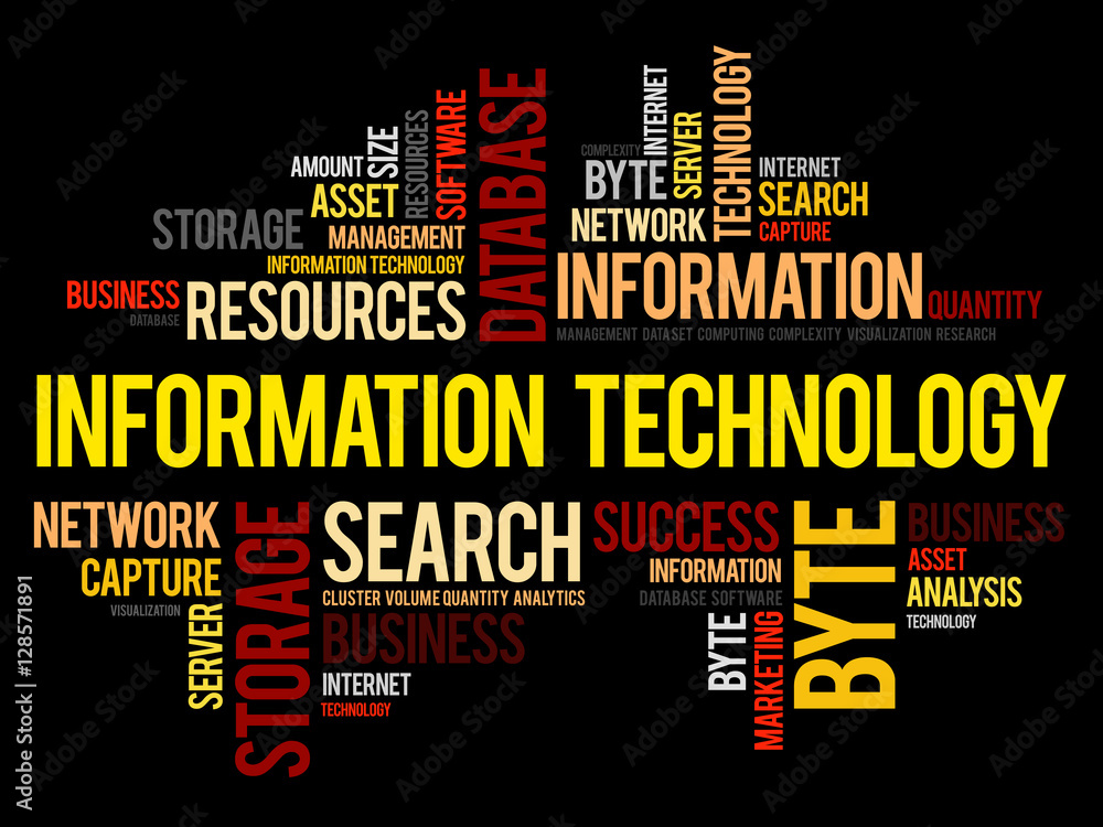 Information technology word cloud collage, business concept background ...