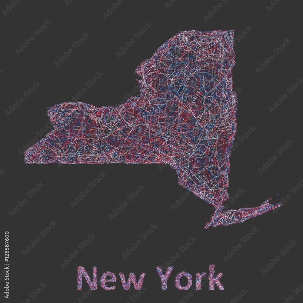 New York state line art map Stock Vector | Adobe Stock