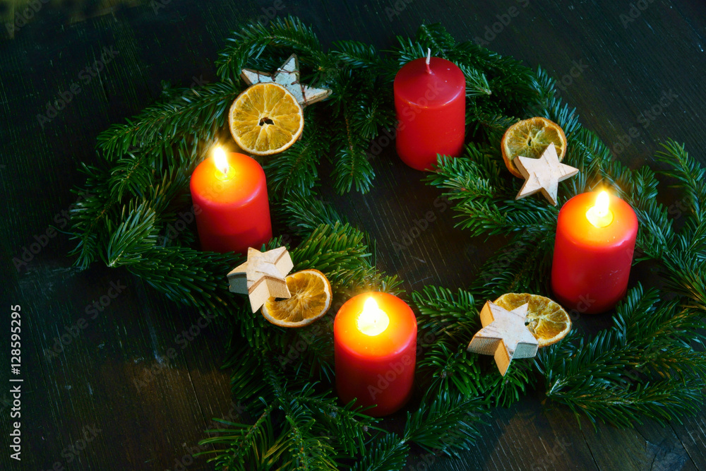 Weihnachten, Advent, Adventskranz, dritter Advent, 3. Advent, Copyspace ...