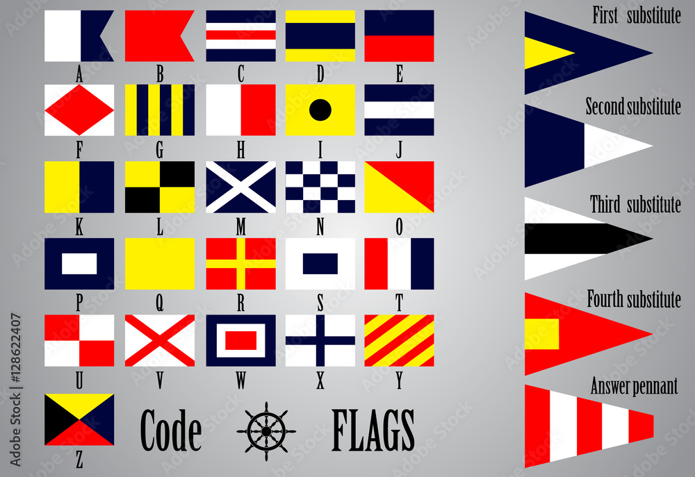 Complete set of Nautical flags for letters Stock Vector | Adobe Stock