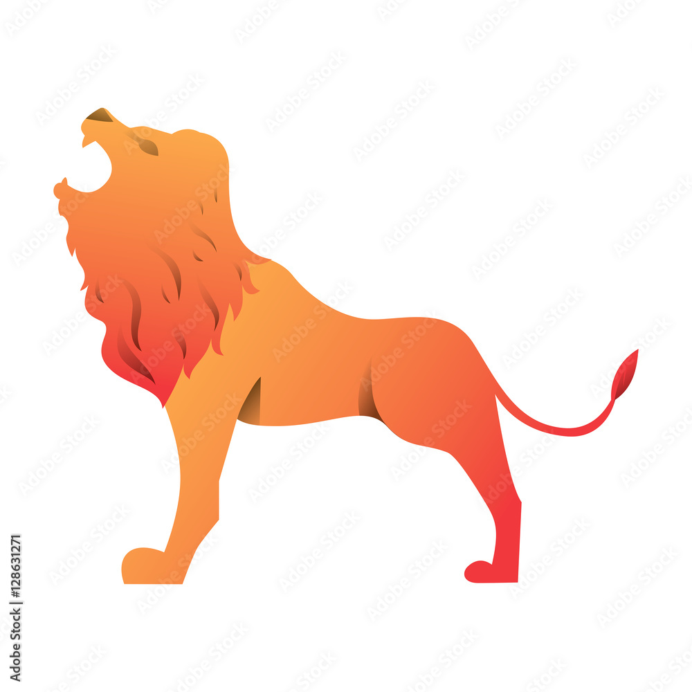 Lion iconic design: modern stylized animal, yellow and red gradient ...