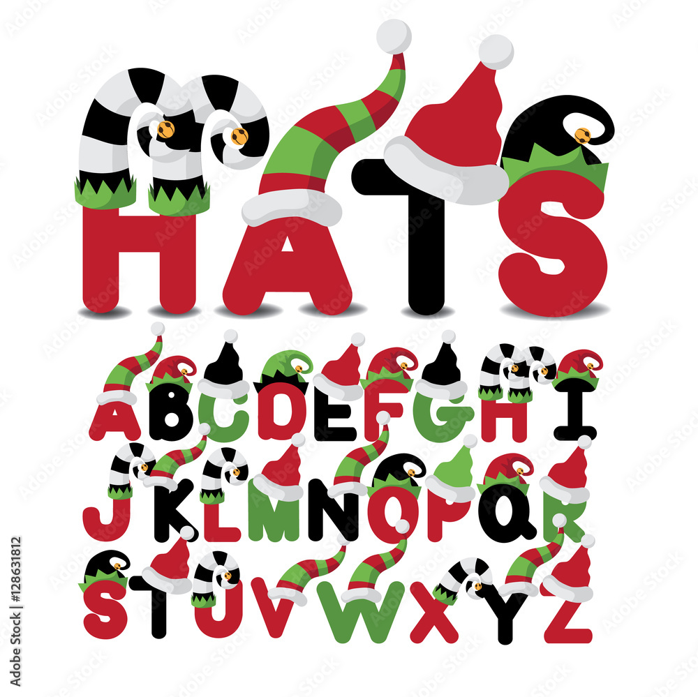 Hats uppercase alphabet a through z EPS 10 vector illustration Stock ...