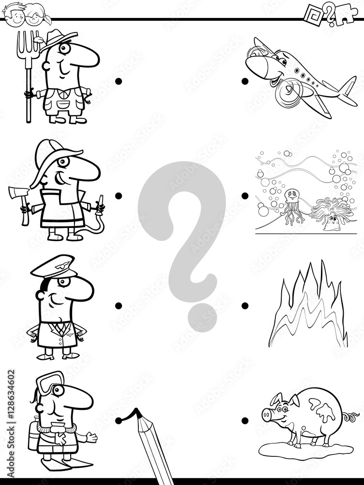 match images coloring game Stock Vector | Adobe Stock