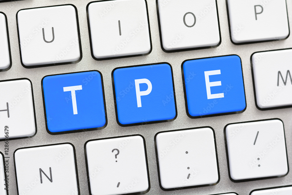 TPE writing on white keyboard Stock Photo | Adobe Stock