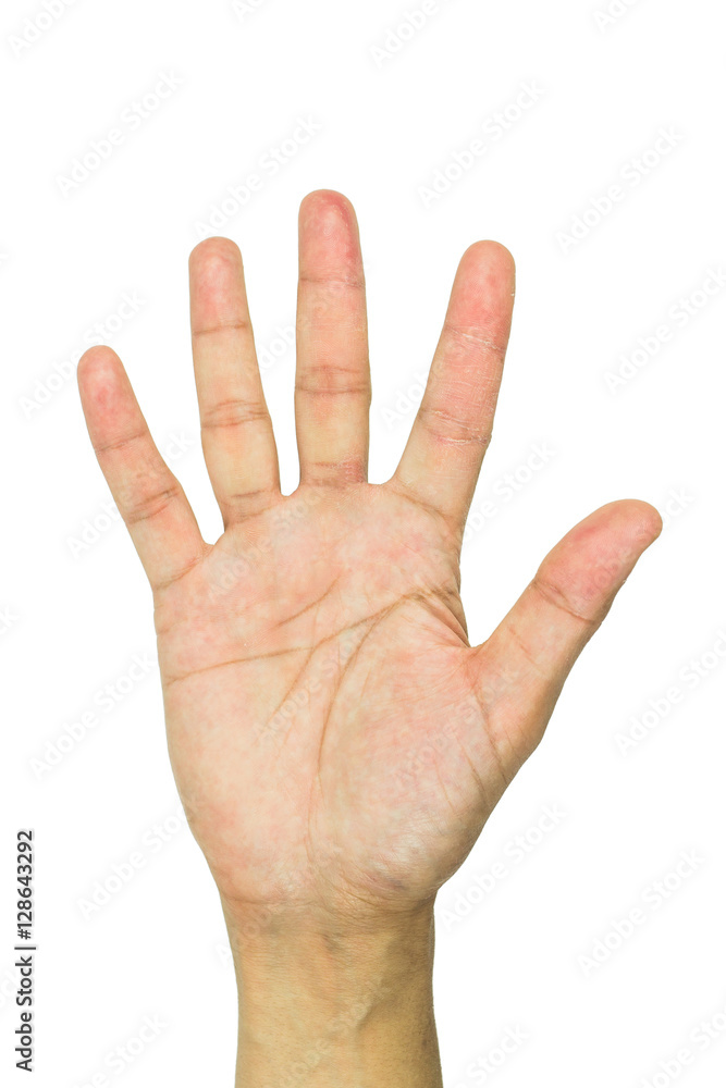 Male hand is showing five fingers isolated on white background i Stock ...