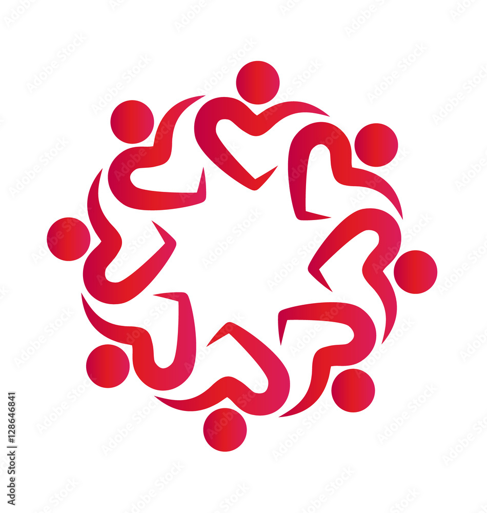 Teamwork love heart people logo Stock Vector | Adobe Stock