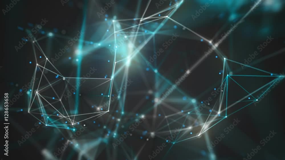 Network Connection Cloud Loop 6B: dark background, rotating flickering ...