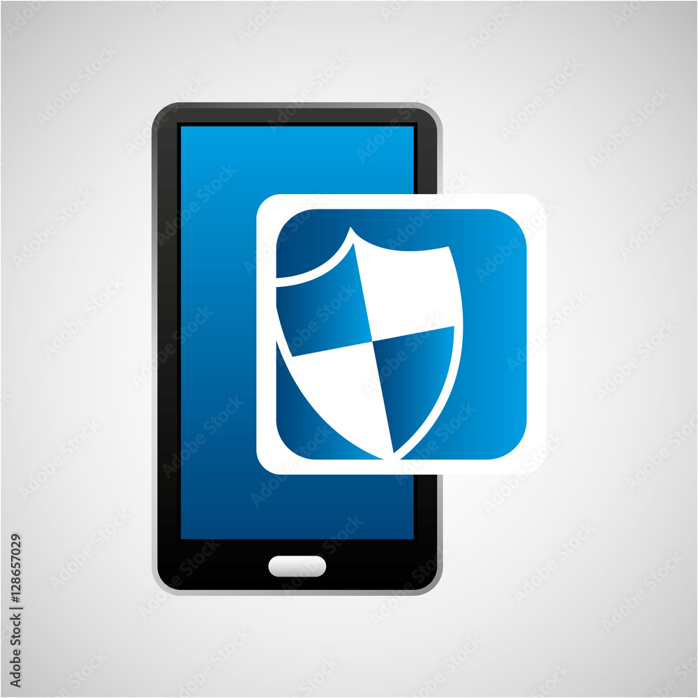 mobile phone icon shield protection social media vector illustration ...
